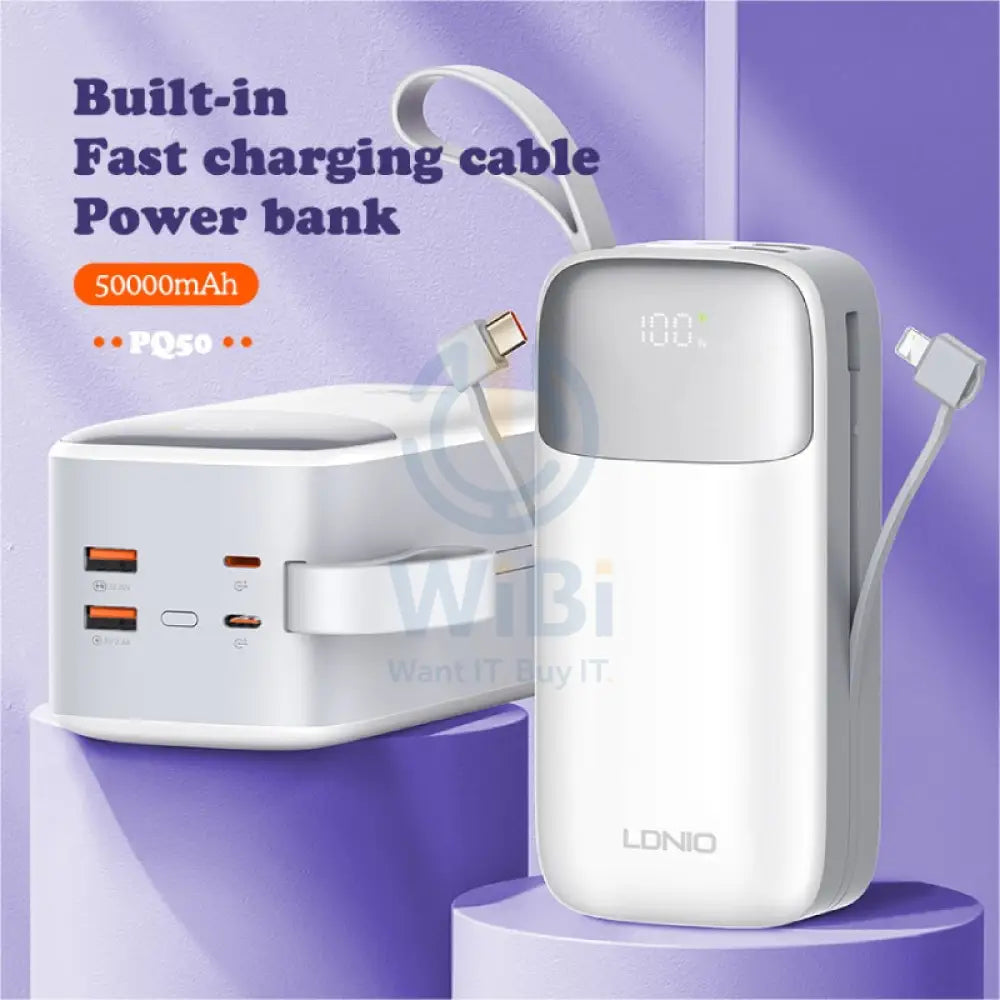 Ldnio PQ50 Fast Charging Power Bank - 50,000mAh / 22.5W / White – WIBI (Want IT. Buy IT.)
