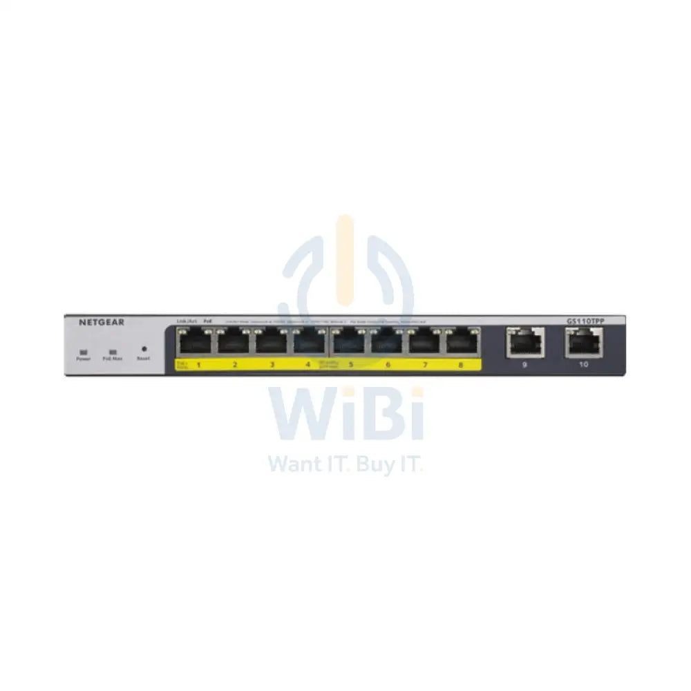 Netgear GS110TP - 8-Ports Gigabit Ethernet / 2-Ports(Uplink) / PoE+ ...