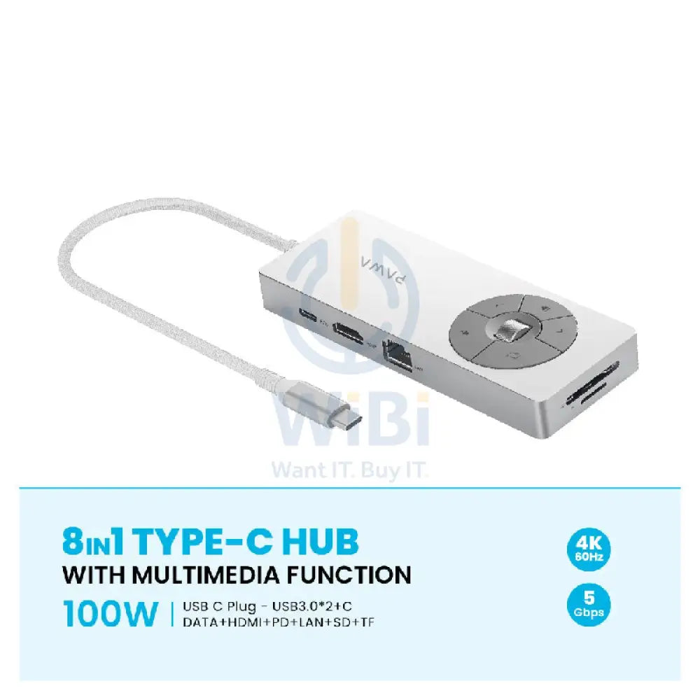 Pawa 8-in-1 USB-C HUB With With Multimedia Function - Grey – WIBI (Want ...