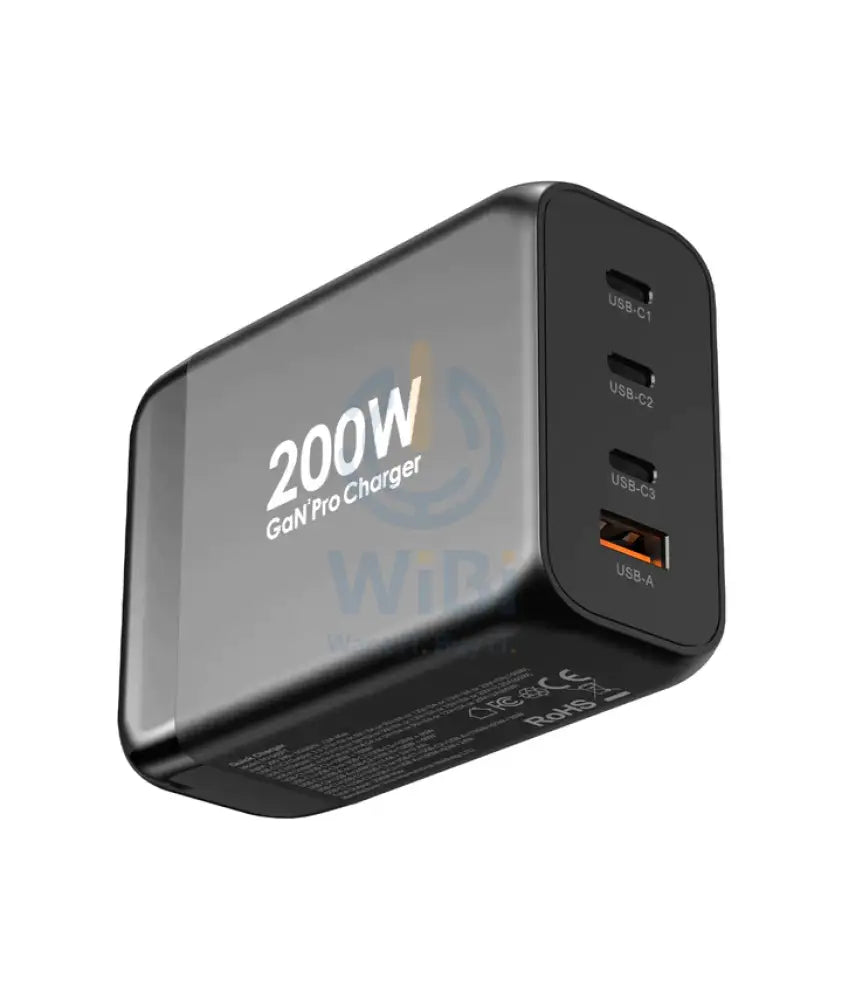 Powerology GaN Smart Charging Terminal - 200W / USB-C / USB-A / Black ...
