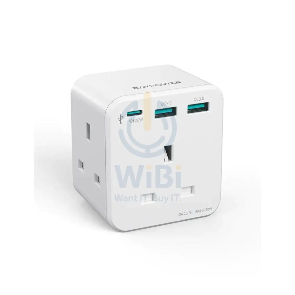 RAVPower PD 20W Wall Charger with 3 AC Plug - White – WIBI (Want IT ...