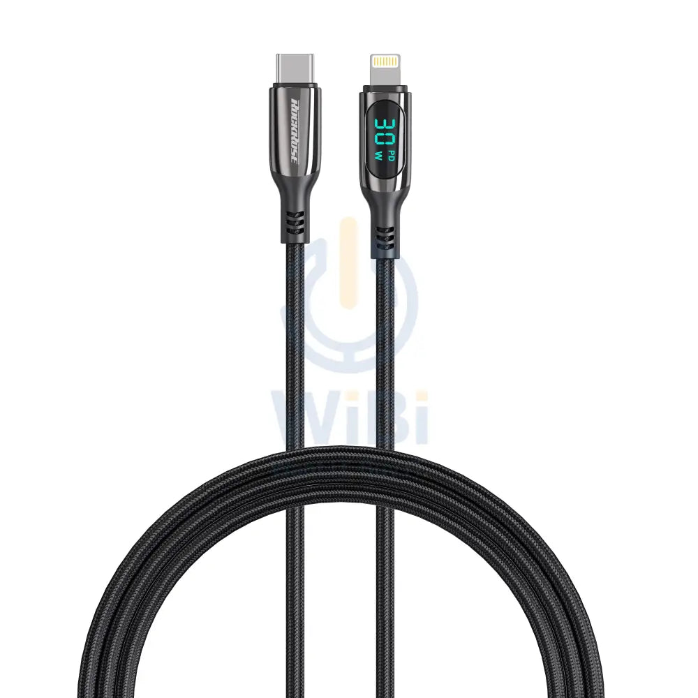 RockRose Transparent 27W Fast Charging Cable with Digital Power Displa ...