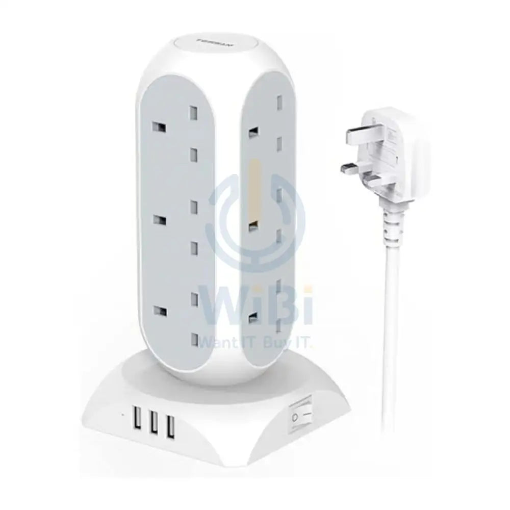 TESSAN 12-Way Multi-Plug Extension - 15W / 1700J / 2 Meter / White ...